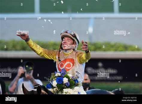 Jockey Tyler Gaffalione Reacts With Skippylongstocking After Winning