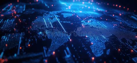 Digital World Map With Glowing Connections And Data Visualization Elements Stock Image Image