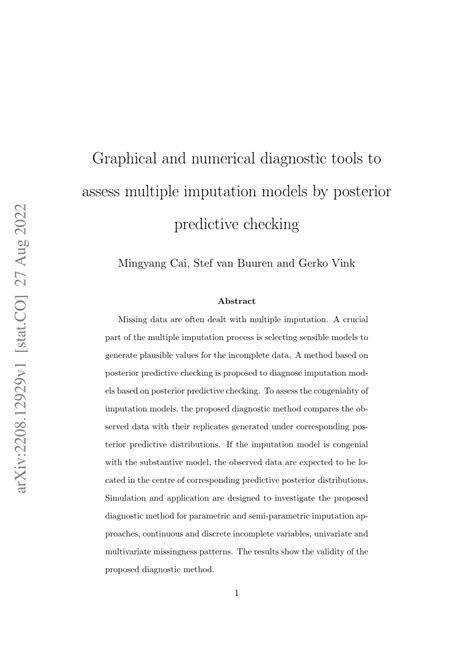 Pdf Graphical And Numerical Diagnostic Tools To Assess Multiple