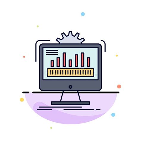 Dashboard Admin Monitor Monitoring Processing Flat Color Icon Vector Stock Vector