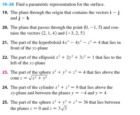 Solved 19 26 Find A Parametric Representation For The
