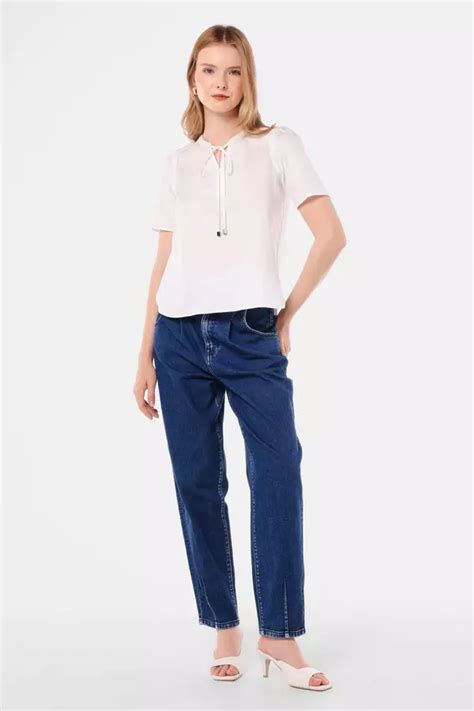Jual Minimal Minimal Nona Short Sleeve V Neck Blouse Off White