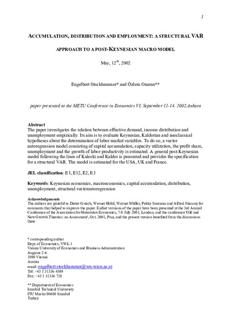 Pdf Accumulation Distribution And Employment A Structural Var