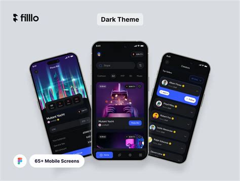 filllo nft market ui kit figma ios nft ui kit app interface design