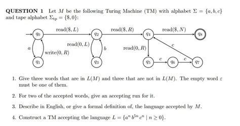 Solved QUESTION Let M Be The Following Turing Machine Chegg
