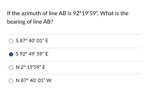 Solved If The Azimuth Of Line AB Is What Is The Chegg Com