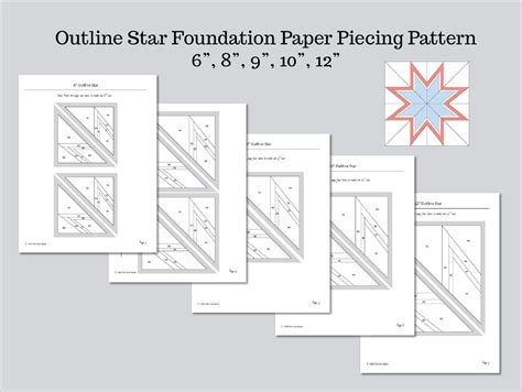 Outline Star Foundation Paper Piecing Pattern Fpp Pdf Etsy