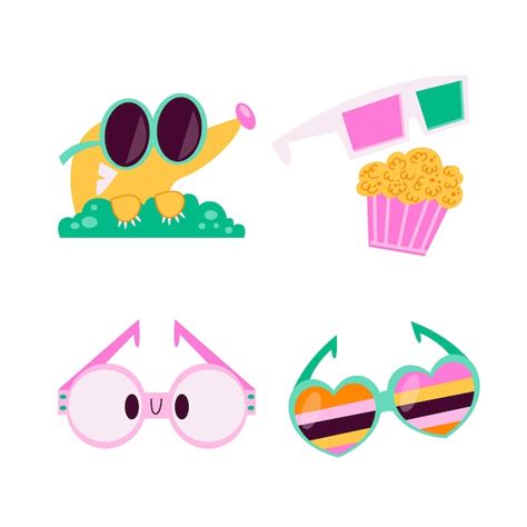 Free Vector Retro Cartoon Glasses Sticker Collection