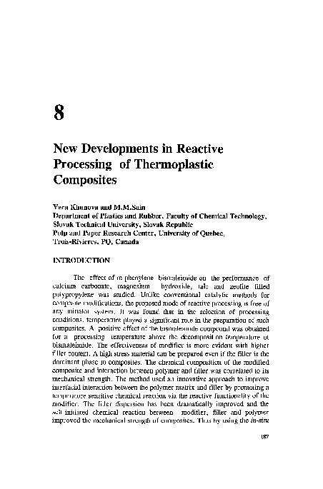 Pdf New Developments In Reactive Processing Of Thermoplastic Composites