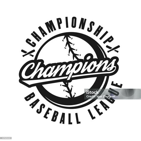 야구 챔피언 벡터 흑백 엠블럼 배지 라벨 또는 흰색 배경에 격리 로고 Championship에 대한 스톡 벡터 아트 및 기타 이미지 Championship 경쟁