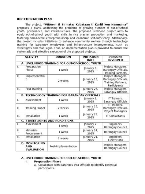 Implementation Plan Pdf Road Street Light