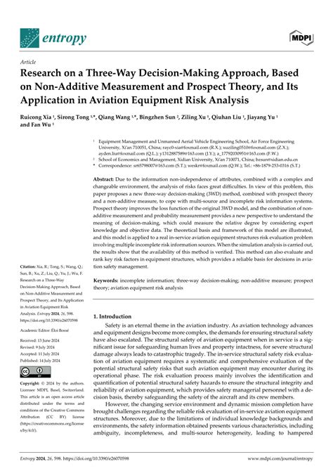Pdf Research On A Three Way Decision Making Approach Based On Non Additive Measurement And