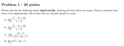 Solved Problem 1 20 Points Please Solve For The Following