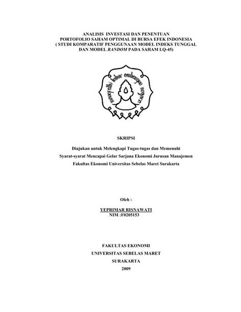 Pdf Analisis Investasi Dan Penentuan Portofolio … · Analisis Investasi Dan Penentuan