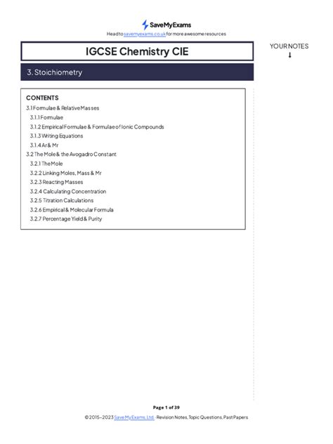 Stochiometry Pdf Mole Unit Molecules
