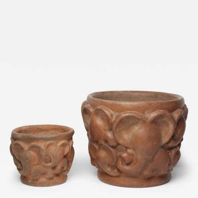 Walter Bosse Pair Of Terracotta Jardinieres With Elephants By Walter