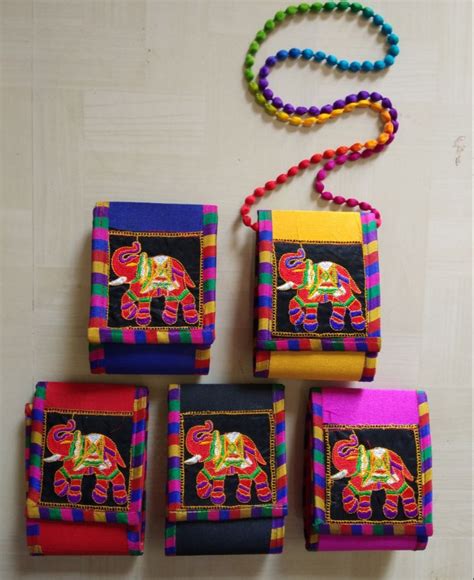 Mix Bangalori Silk Mobile Pouch With Kachi Handwork At ₹ 90piece In Bhavnagar