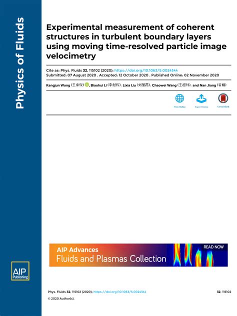 Pdf Experimental Measurement Of Coherent Structures In Turbulent