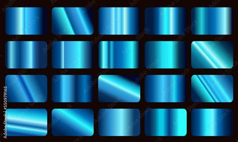 Blue Gradients Metallic Gradients Set Vector Set Of Blue Metallic Gradients Swatches
