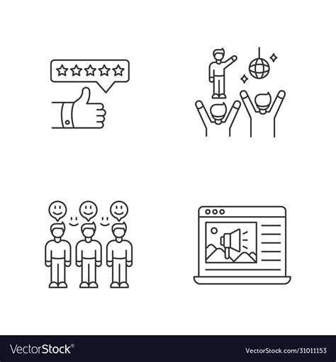 Social Media Marketing Pixel Perfect Linear Icons Vector Image