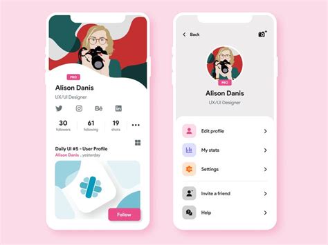 Daily UI 6 User Profile App Design Profile Profile App Mobile App Design Inspiration