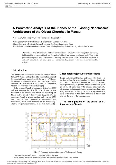 Pdf A Parametric Analysis Of The Planes Of The Existing Neoclassical Architecture Of The
