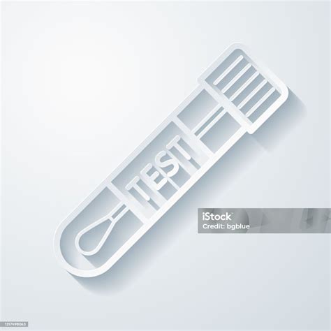 면 면봉 테스트 튜브 빈 배경에 용지 절단 효과가 있는 아이콘 3차원 형태에 대한 스톡 벡터 아트 및 기타 이미지 3차원