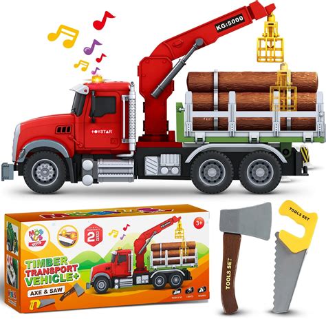 Timber Logging Toy Trucks Includes Axe And Saw MÖbius Toys