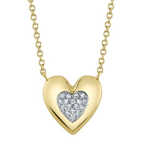Shy Creation 120ctw Diamond Heart Yellow Gold Necklace Reeds Jewelers