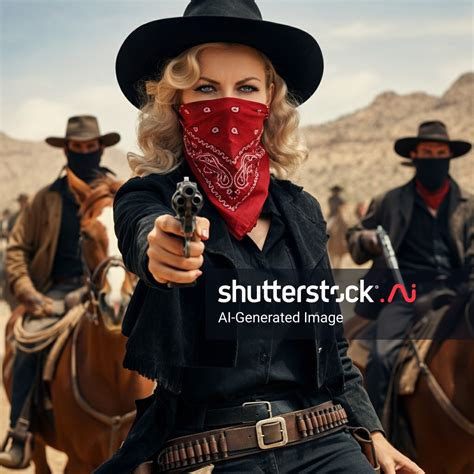 Cruel Vicious Arrogant Bandana Masked Cowgirl Ai Generated Image