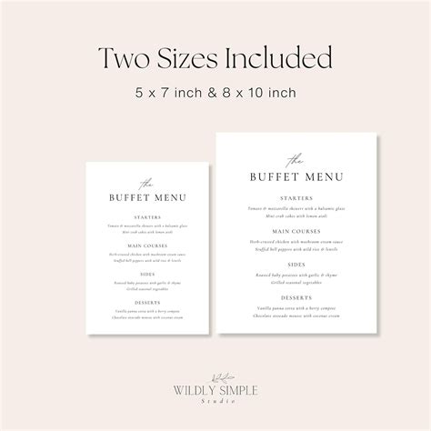 Food Menu Buffet Sign Wedding Elegant Minimal Reception Dinner Table