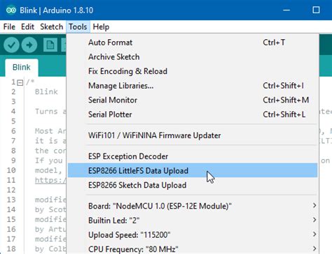 esp8266 nodemcv1 littlefs workflow development platforms platformio community