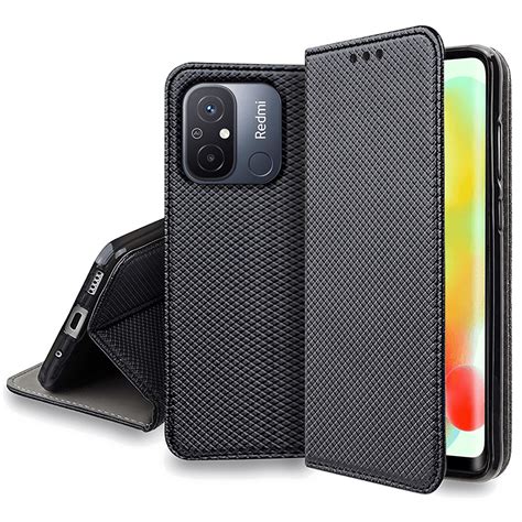 etui zamykane do xiaomi redmi c czarne szkło