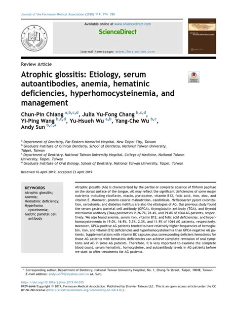 Atrophic Glossitis Pdf Anemia Stomach