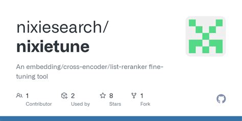 GitHub Nixiesearch Nixietune An Embedding Cross Encoder List Reranker Fine Tuning Tool
