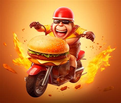 Premium Ai Image Crazy Burger Delivery Man