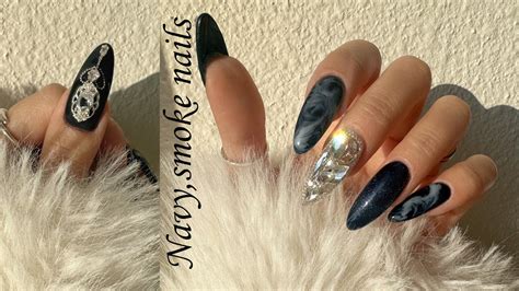 네이비 스모크네일💙🌫 셀프네일 네이비네일 Self Nails Navy Nails Youtube