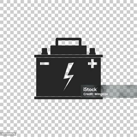 자동차 배터리 아이콘 투명 한 배경에 고립입니다 누 산 기 배터리 에너지 전력 및 전기 누 산 기 배터리입니다 번개 볼트 기호입니다 평면 디자인입니다 벡터 일러스트 레이 션