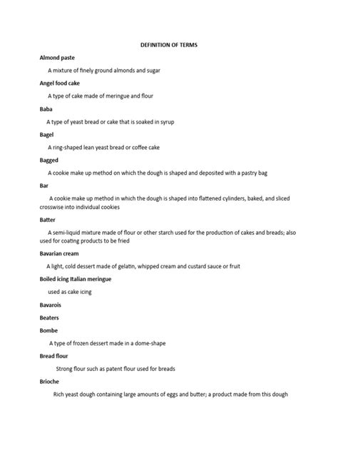 Definition Of Terms Baking Pdf Cakes Desserts