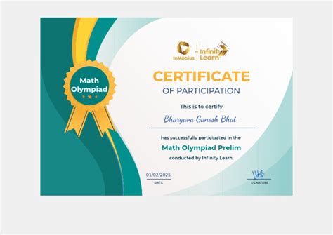 Maths Olympiad Certificate Pdf