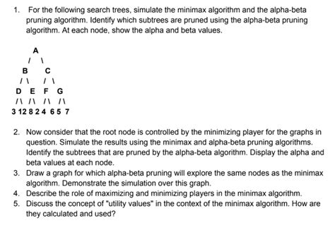 Solved 1．for The Following Search Trees，simulate The Minimax