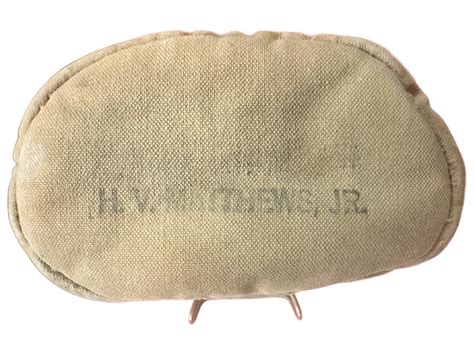 Ww2 Us Army Black Porcelain Enamel Canteen With Canvas Khaki Carrier