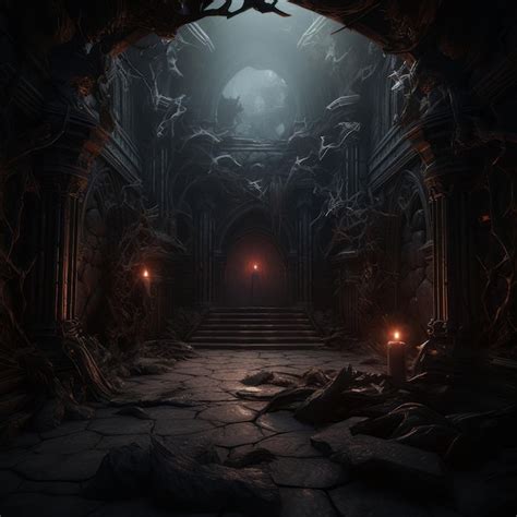 Premium Ai Image A Dark Dark Room With Candles Lit Up In It
