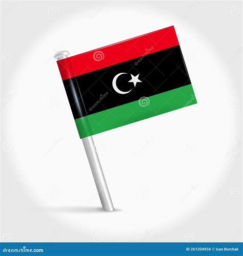 Libya Map Pin Flag 3d Realistic Vector Illustration Stock Vector
