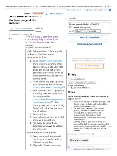 Welcome To Reddit An Easy Safe But Time Consuming Way To Download Scribd Documents For Free