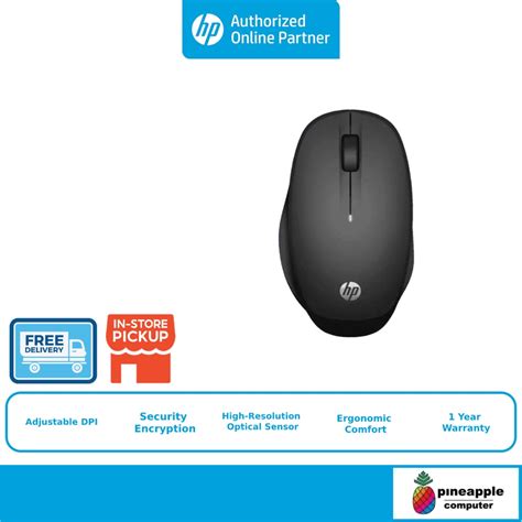 HP Bluetooth Mouse 250 Adjustable DPI Security Encryption High Resolution Optical Sensor