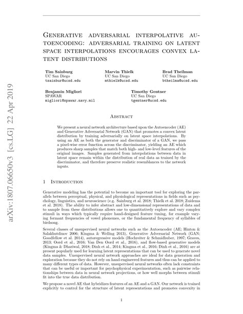 Pdf Generative Adversarial Interpolative Autoencoding Adversarial Training On Latent Space