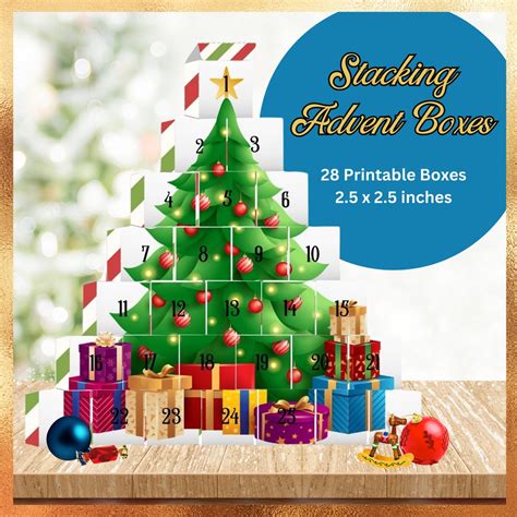 Advent Calendar Stacking Boxes Printable Instant Download Christmas Tree December Christmas