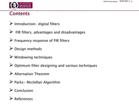 Design Of Fir Filters Pptx Digital Audio Computer Software And Applications