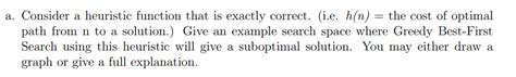 Solved A Consider A Heuristic Function That Is Exactly Chegg Com